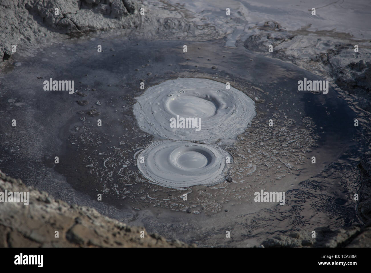 Iceland geothermal. Namafjall - area in field of Hverir. Landscape ...
