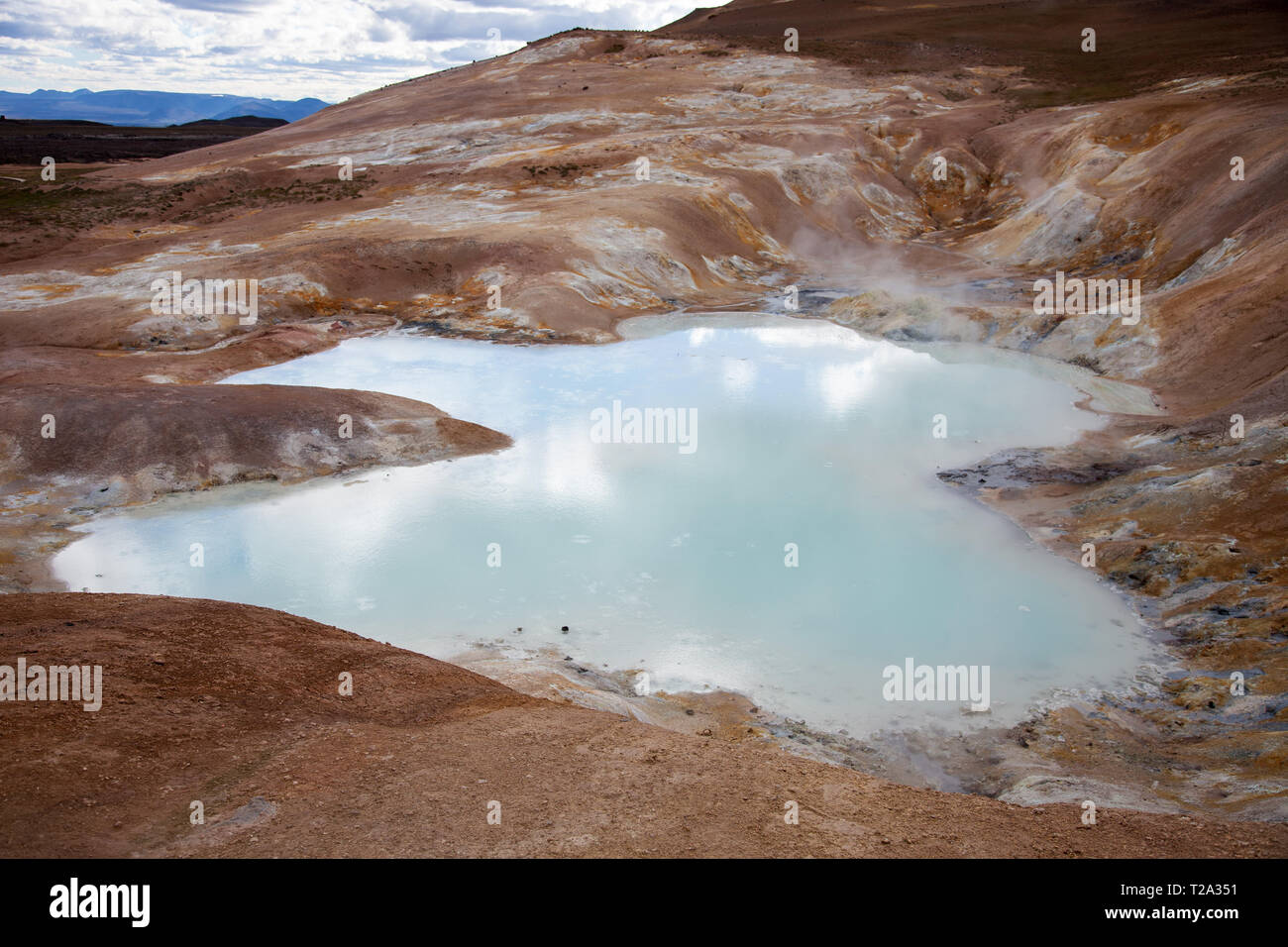 Iceland geothermal. Namafjall - area in field of Hverir. Landscape ...