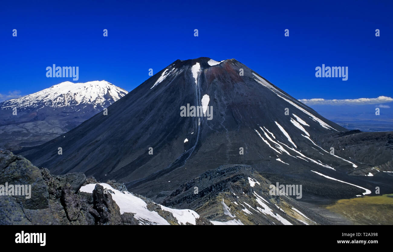 Mt. Ngauruhoe - view from Mt. Tongariro with Mt. Ruapehu in background ... Mt. Ngauruhoe - view from Mt. Tongariro with Mt. Ruapehu in background ...