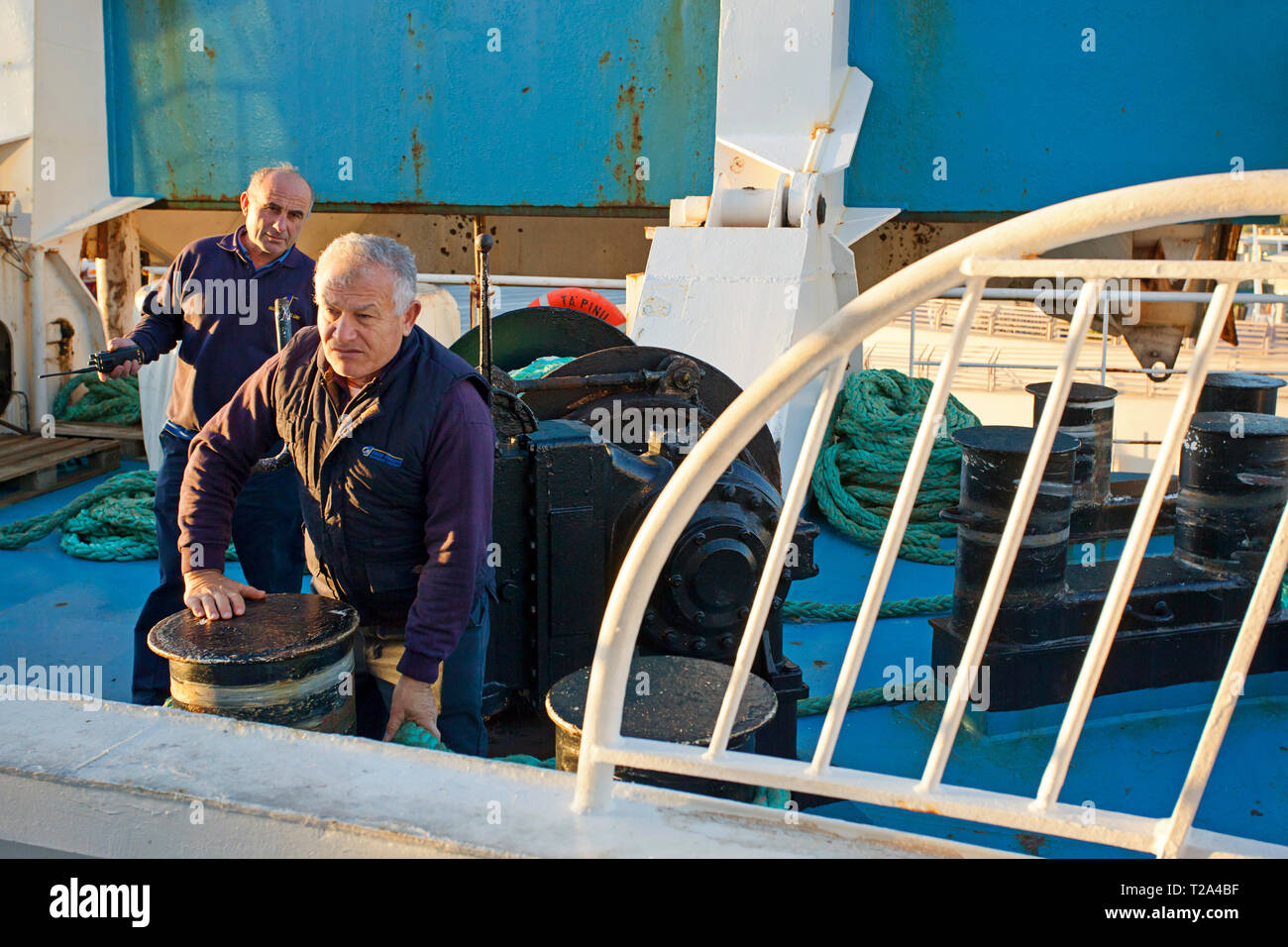 Crew of the Malta-Gozo Ferry Service on the Gozo Channel, Malta Stock ...