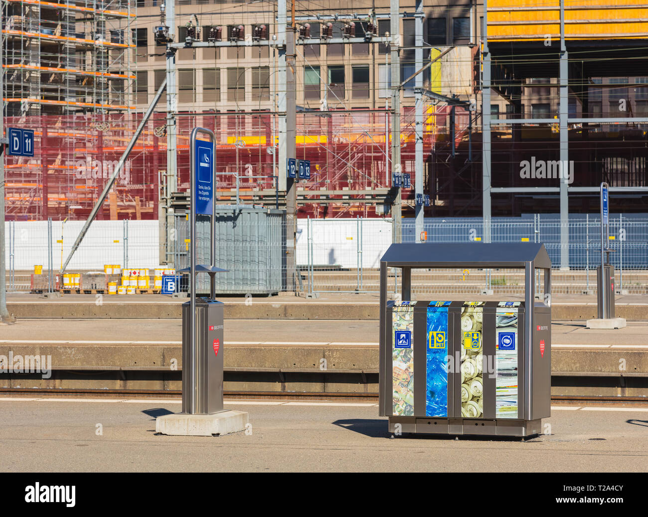 Zurich, Switzerland - September 27, 2018: a platform of the Zurich main ...