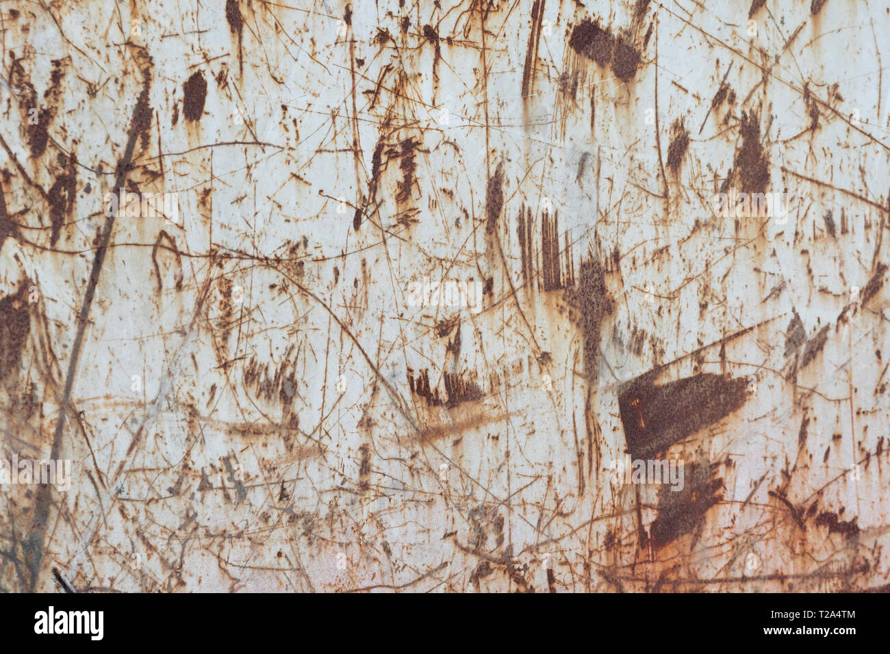 Abstract rusting scratches on industrial side panel metal surface ...