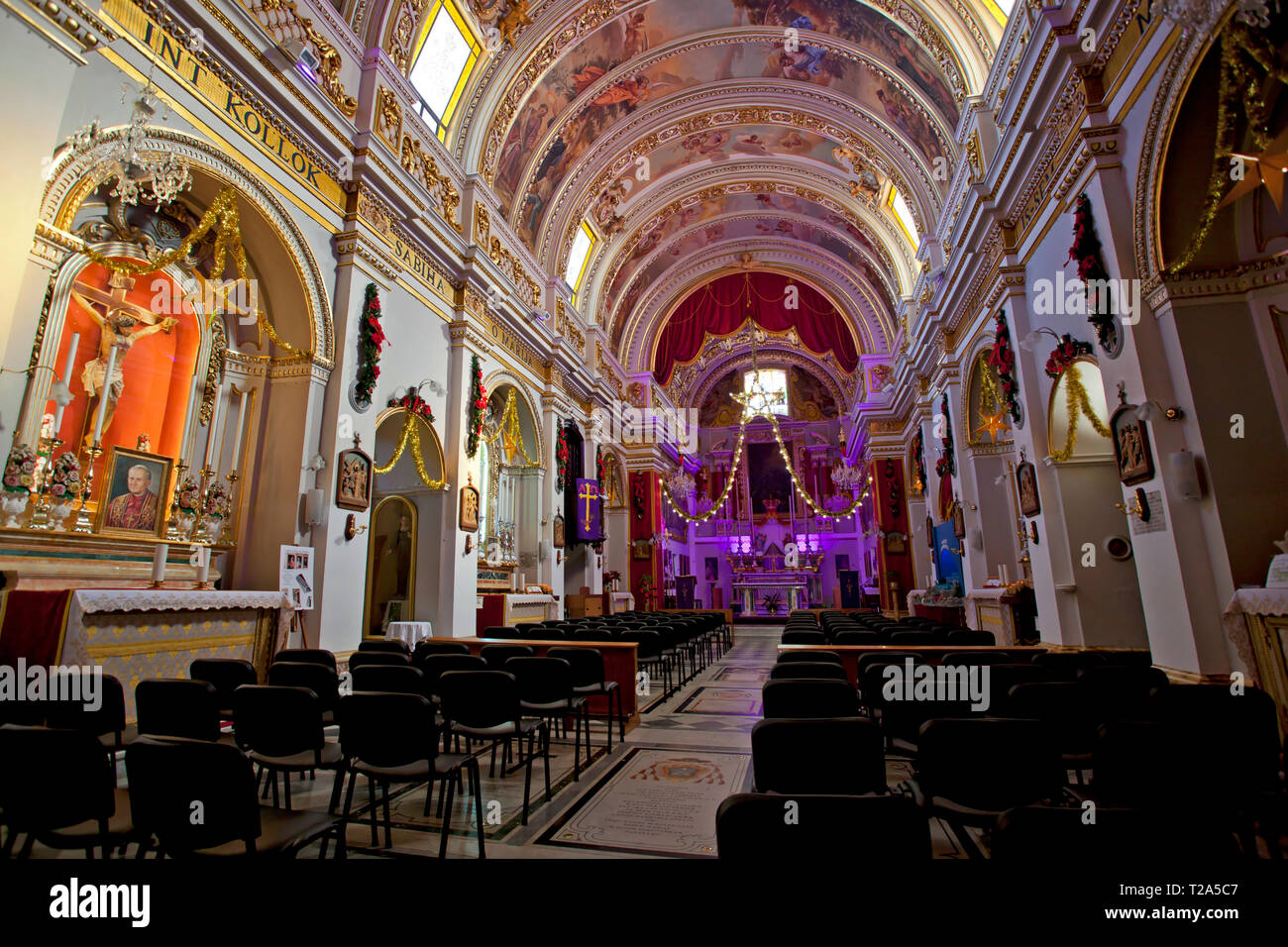 Church interior with domed roof, Gozo Stock Photo - Alamy