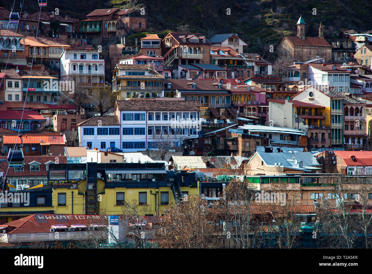 Famous carving balconies of Old town in Tbilisi, Georgia Stock Photo ...