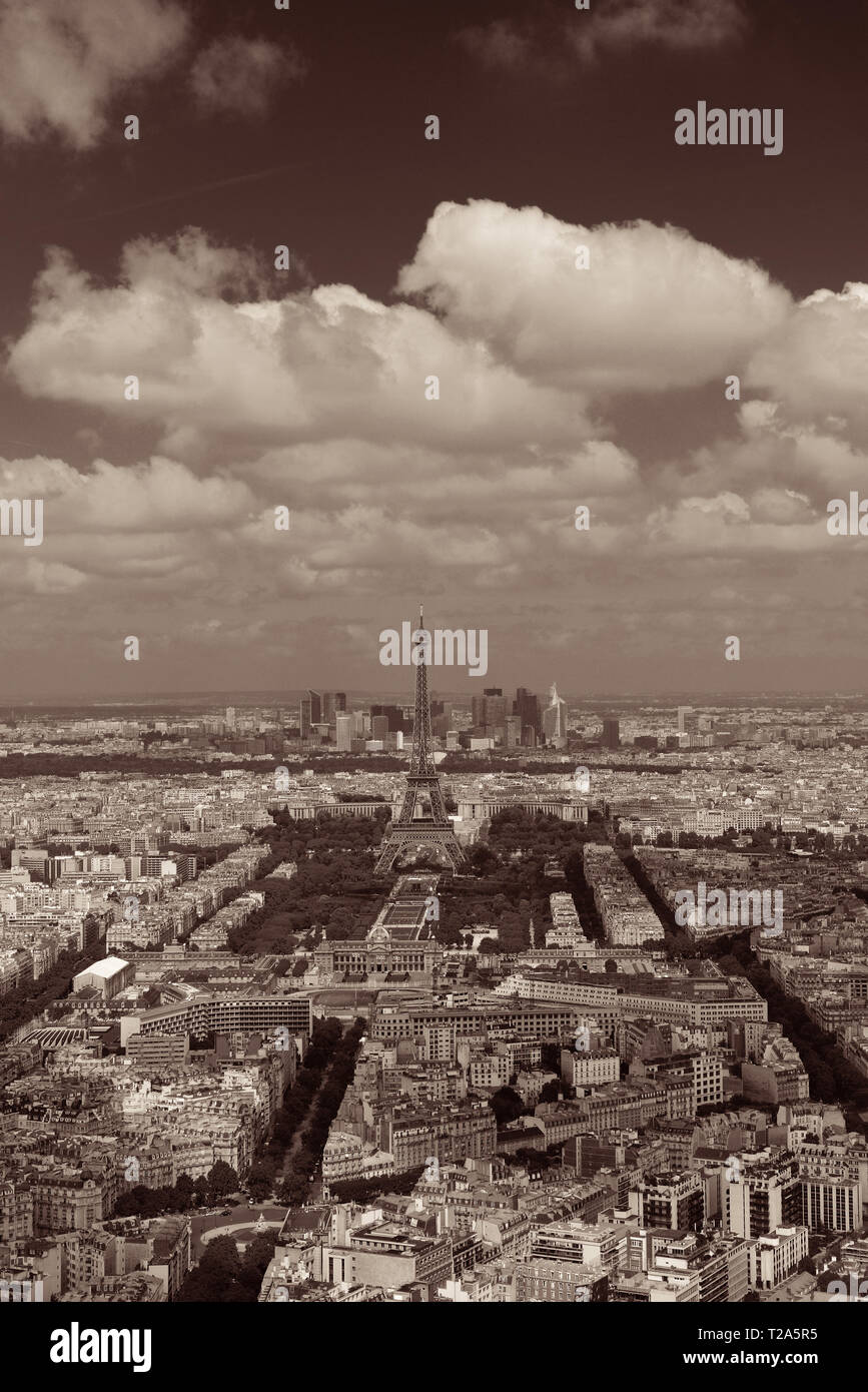 Paris rooftop view panorama with Eiffel Tower and city skyline Stock ...