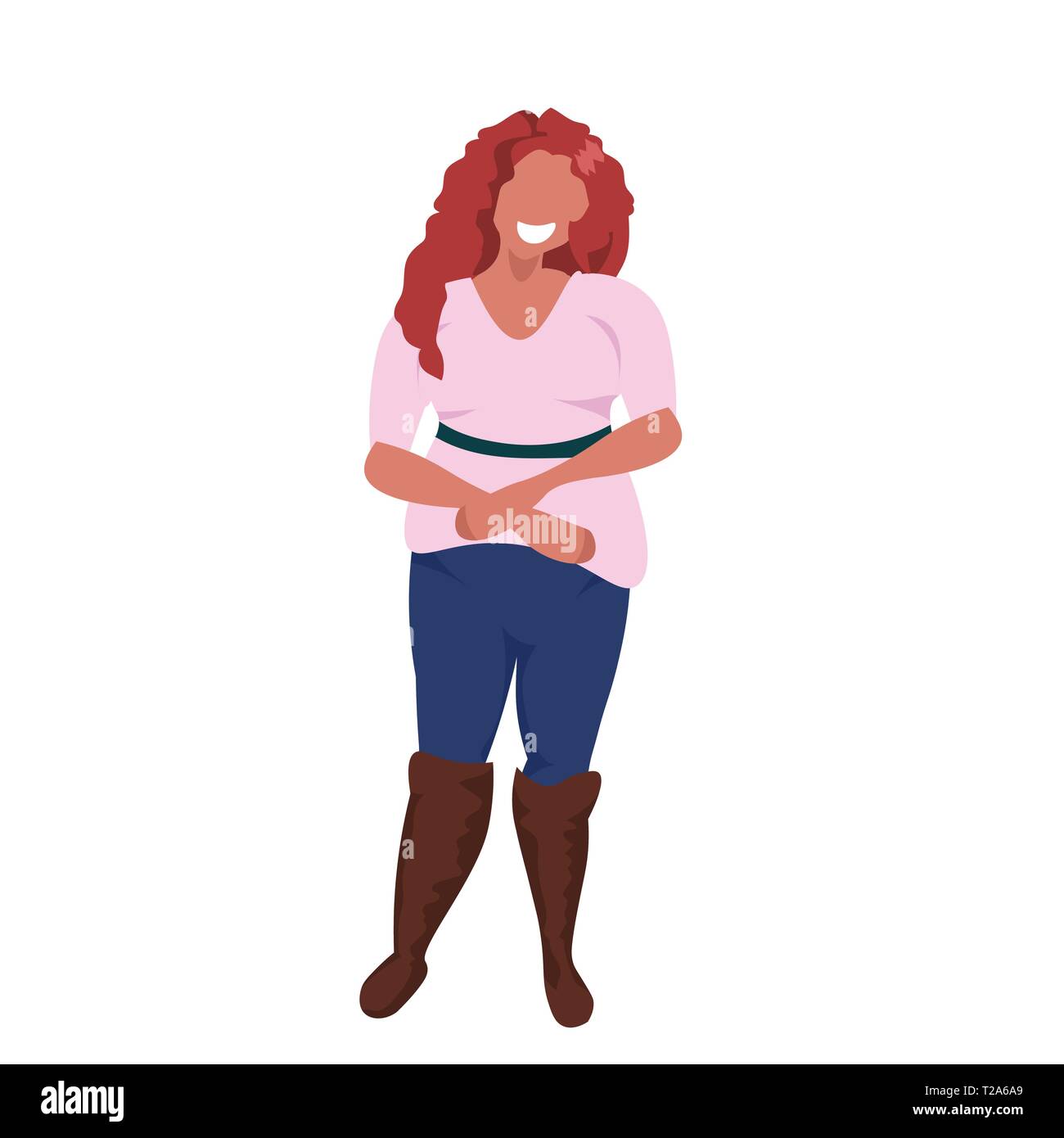 fat obese woman standing pose smiling overweight casual girl obesity ...