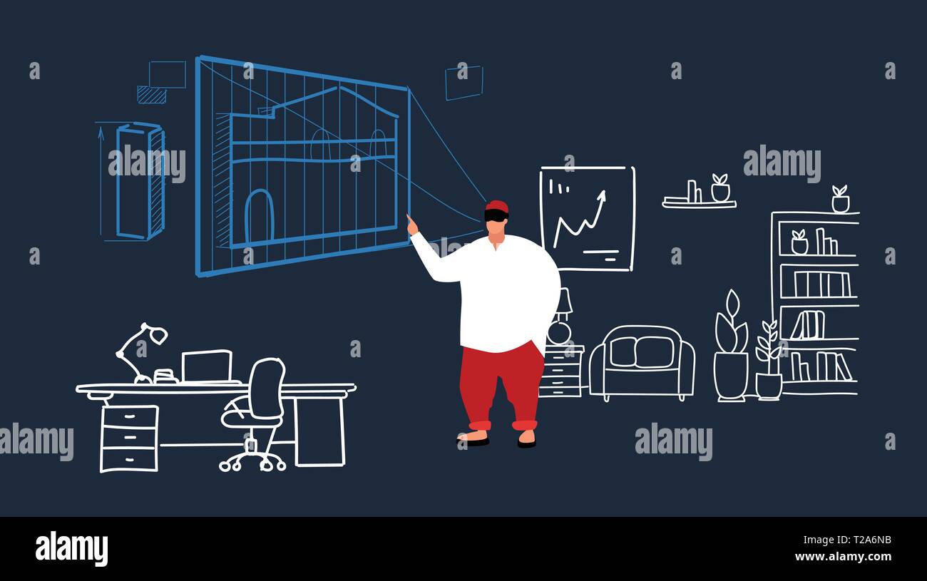 man architect engineer wearing digital glasses virtual reality 3d ...