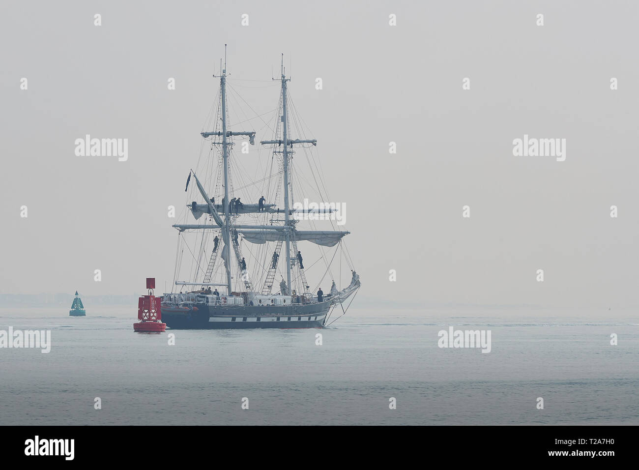 The Training Ship (Tall Ship), TS ROYALIST, Departing The Port Of ...
