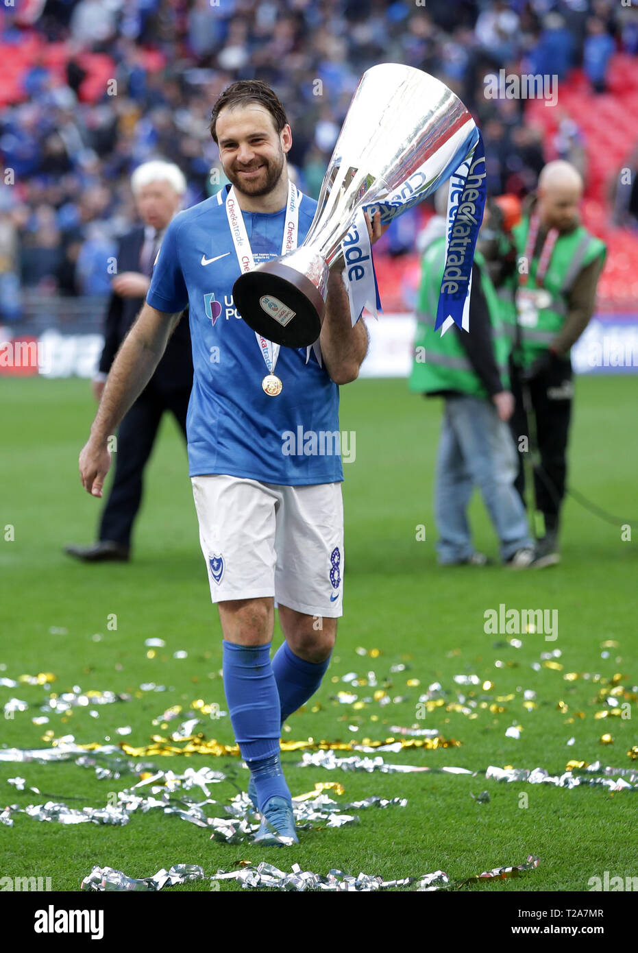 Portsmouth's Brett Pitman celebrates with the trophy during the ...