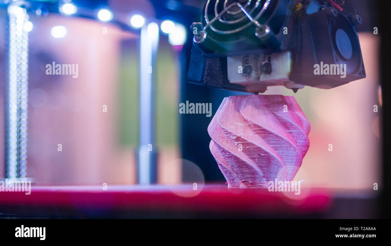 Modern 3D printer machine printing plastic model Stock Photo - Alamy
