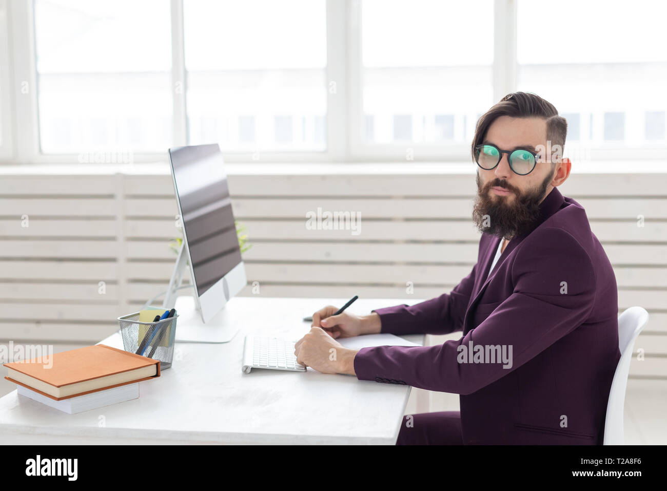 people, design and style concept - graphic designer sketching new ...