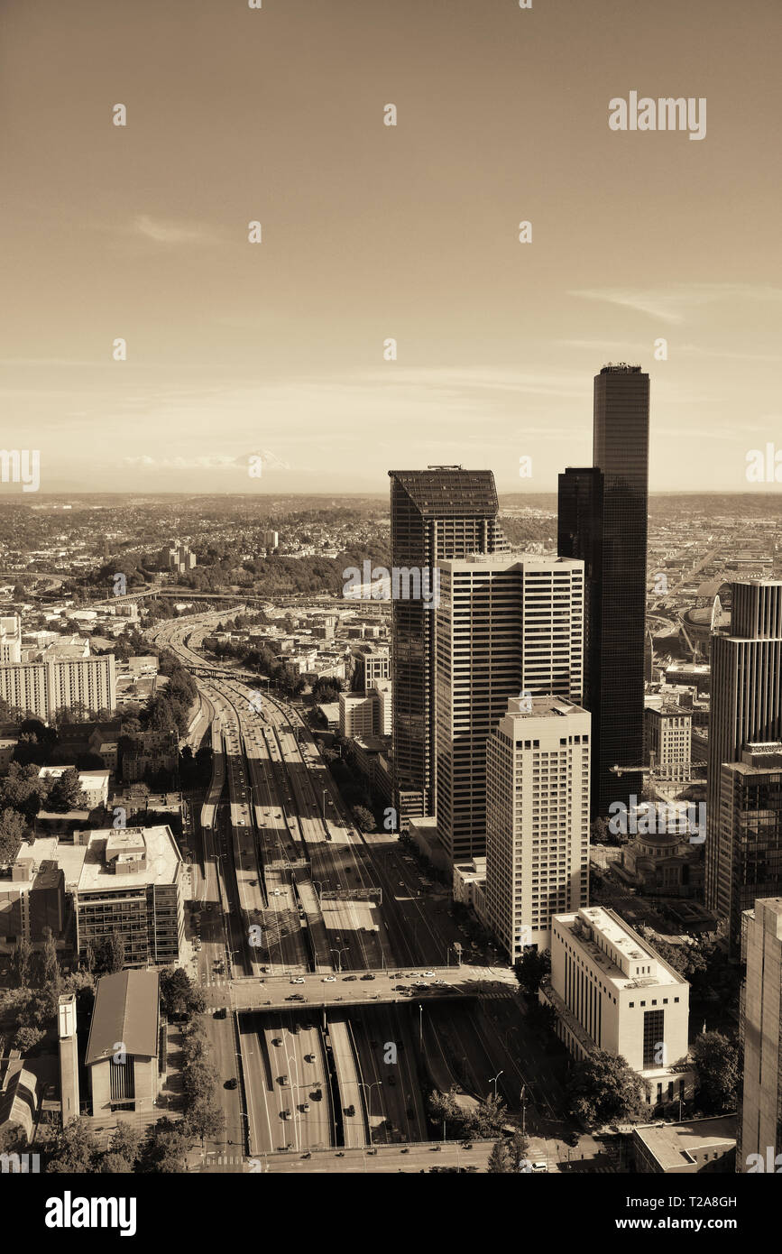 Seattle rooftop view with city urban architecture Stock Photo - Alamy