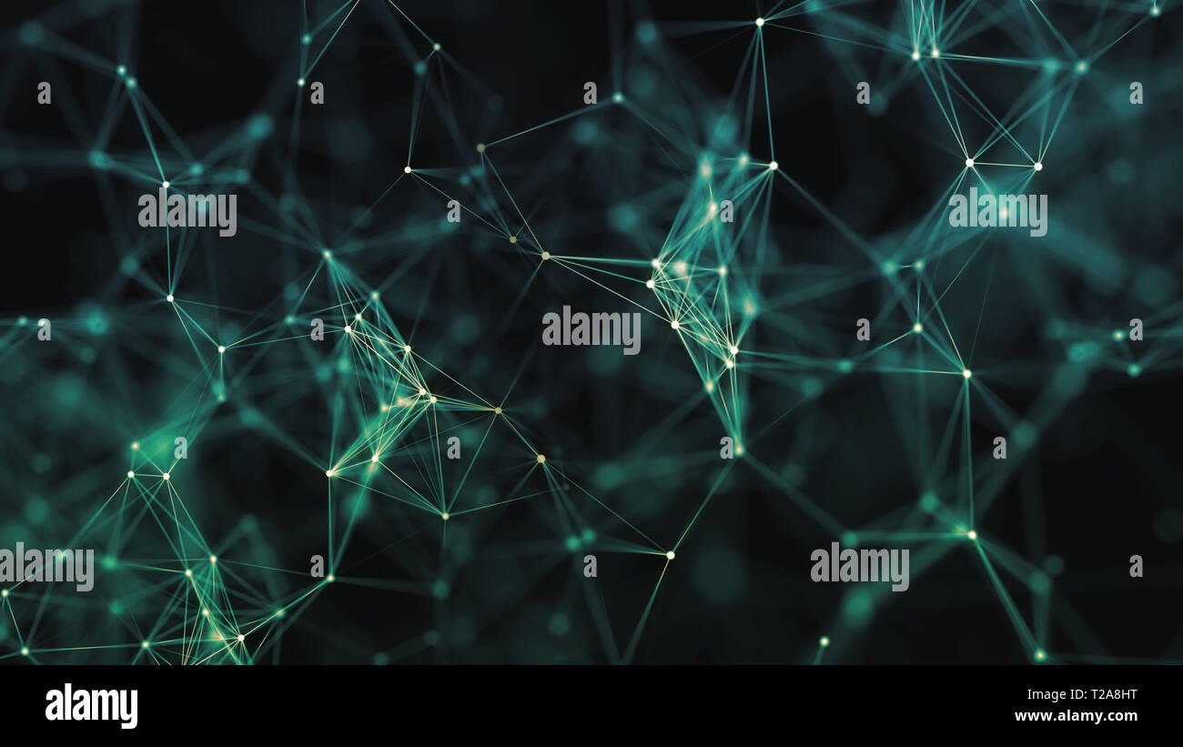 3D rendering of abstract forms of plexus, points and light rays with points of light. Abstract ...