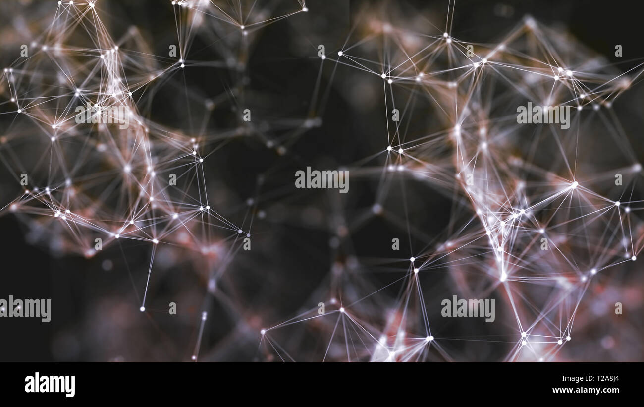 3D rendering of abstract forms of plexus, points and light rays with points of light. Abstract ...