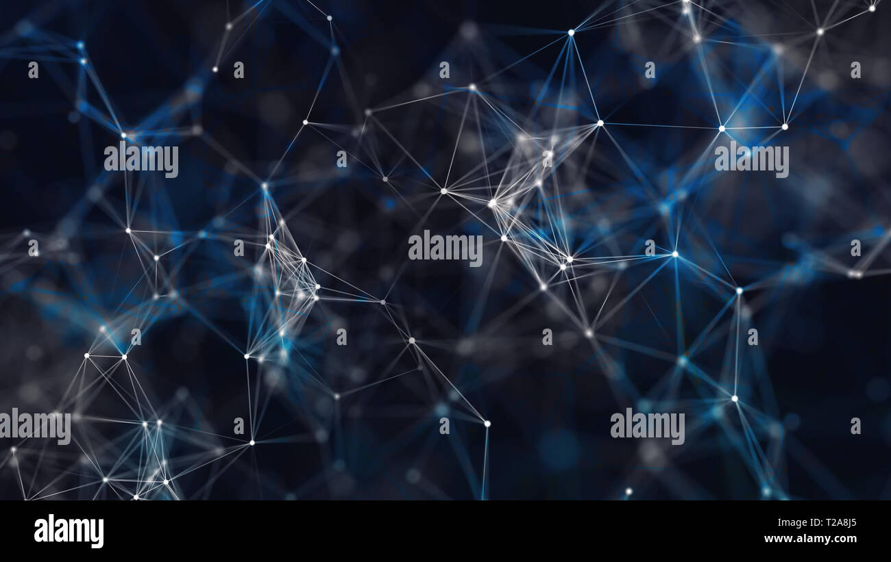 3D rendering of abstract forms of plexus, points and light rays with points of light. Abstract ...