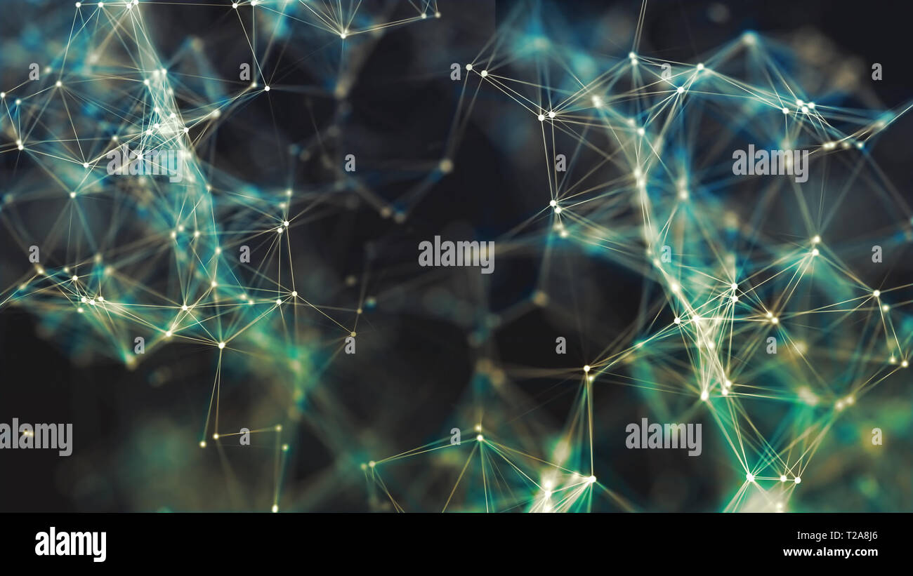 3D rendering of abstract forms of plexus, points and light rays with points of light. Abstract ...