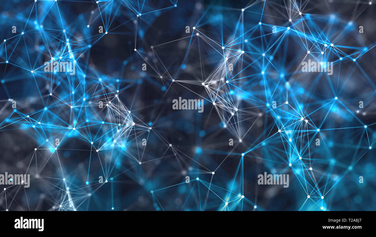 3D rendering of abstract forms of plexus, points and light rays with points of light. Abstract ...