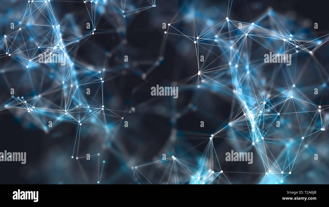 3D rendering of abstract forms of plexus, points and light rays with points of light. Abstract ...