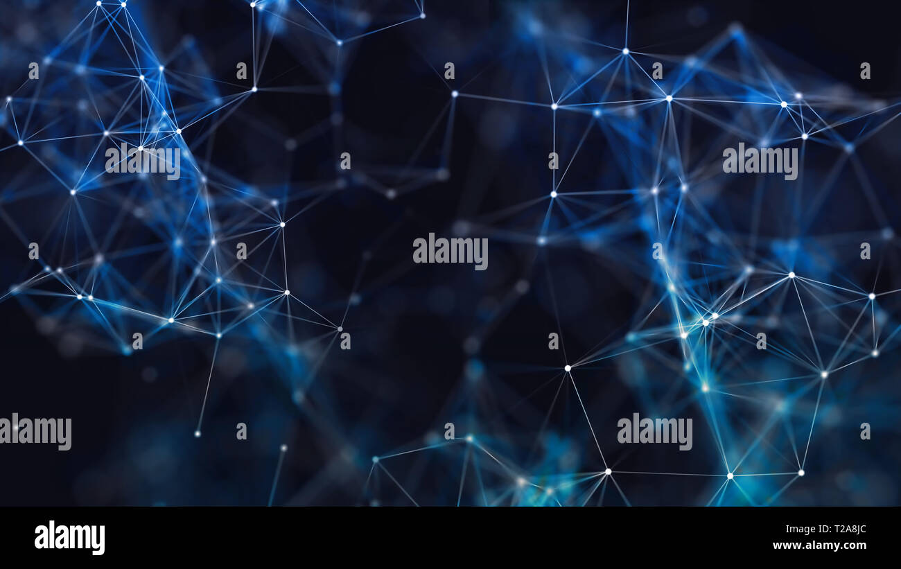 3D rendering of abstract forms of plexus, points and light rays with points of light. Abstract ...