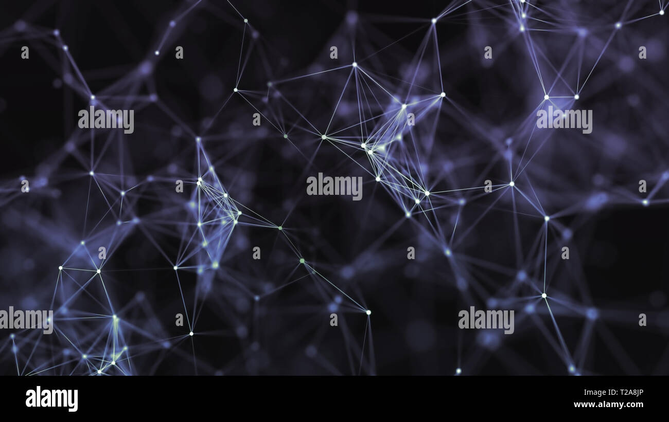 3D rendering of abstract forms of plexus, points and light rays with points of light. Abstract ...