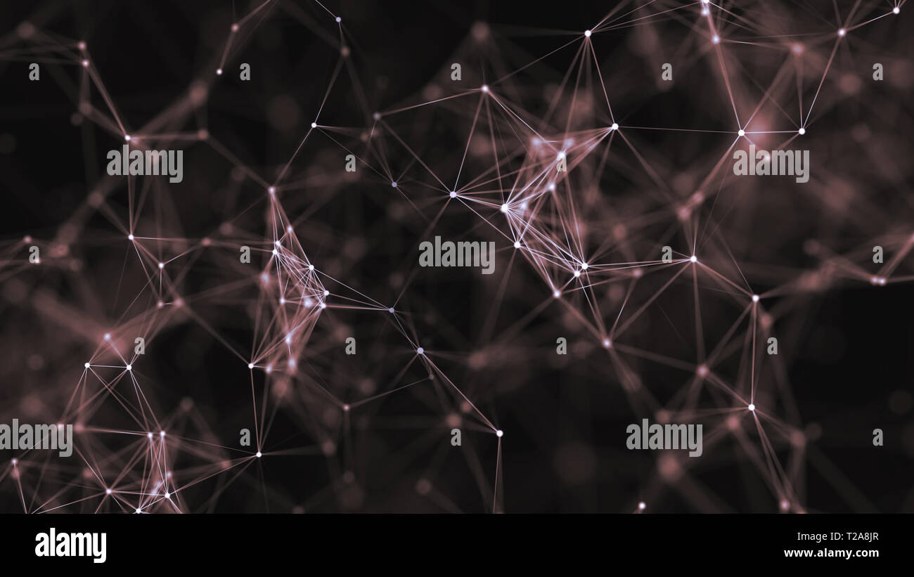3D rendering of abstract forms of plexus, points and light rays with points of light. Abstract ...