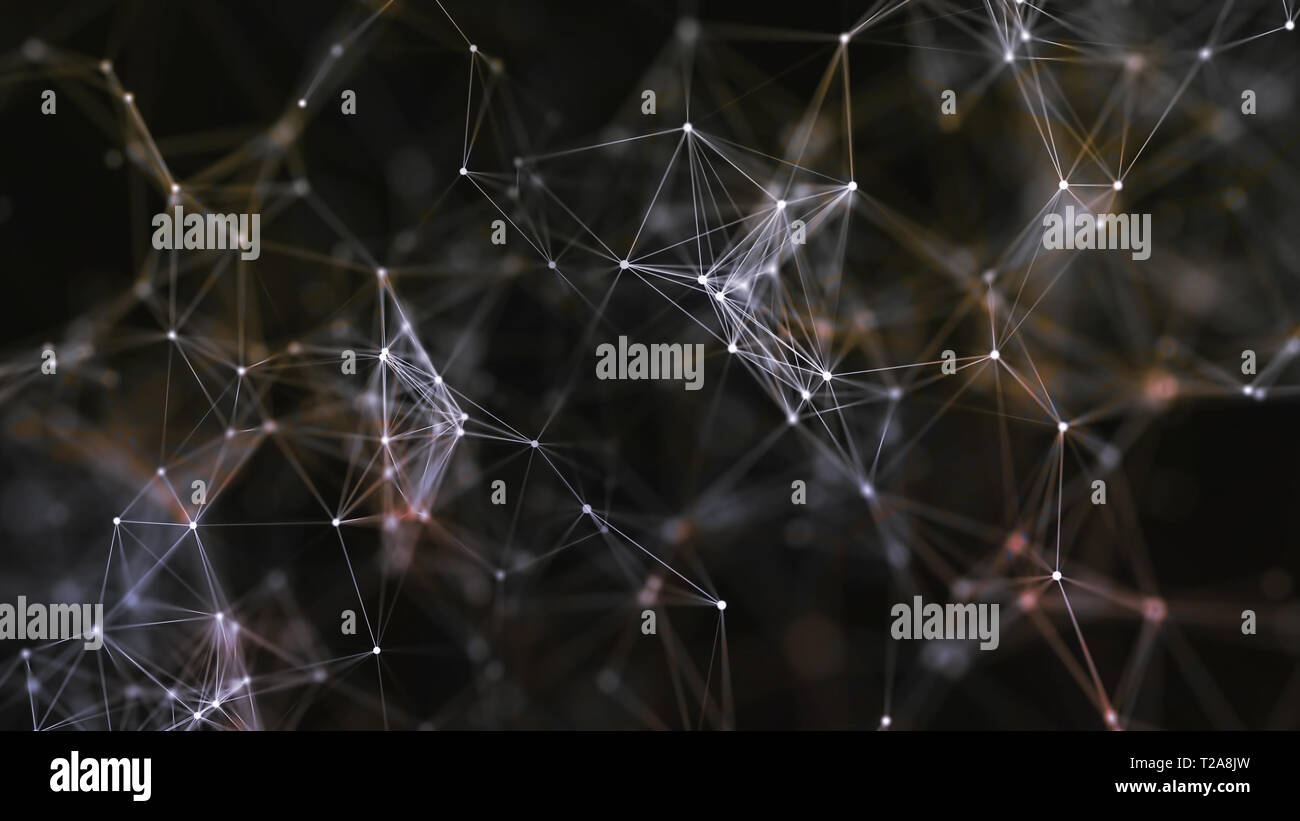 3D rendering of abstract forms of plexus, points and light rays with points of light. Abstract ...
