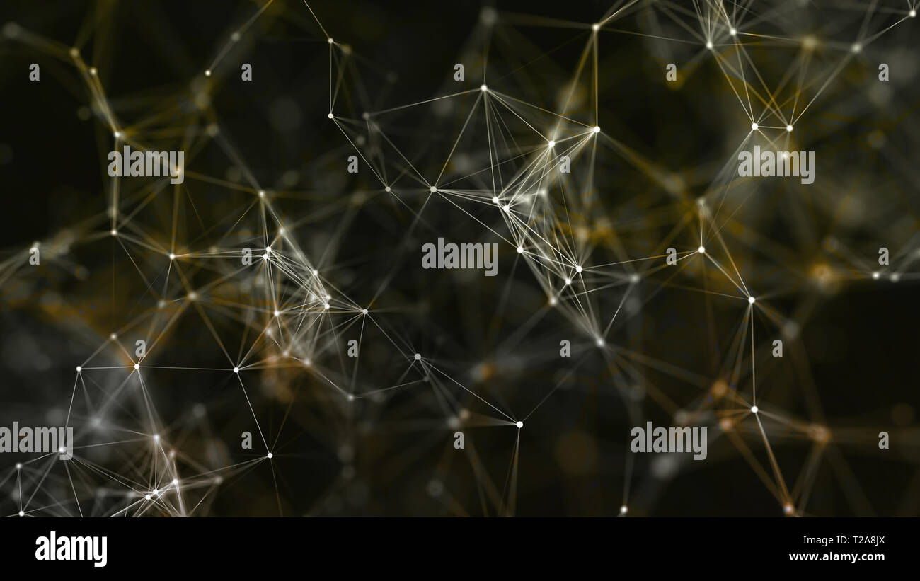 3D rendering of abstract forms of plexus, points and light rays with points of light. Abstract ...
