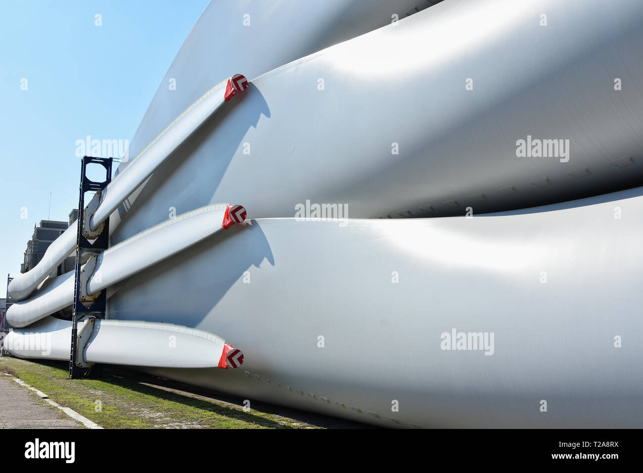 Industrial background. Wind turbines close up Stock Photo - Alamy