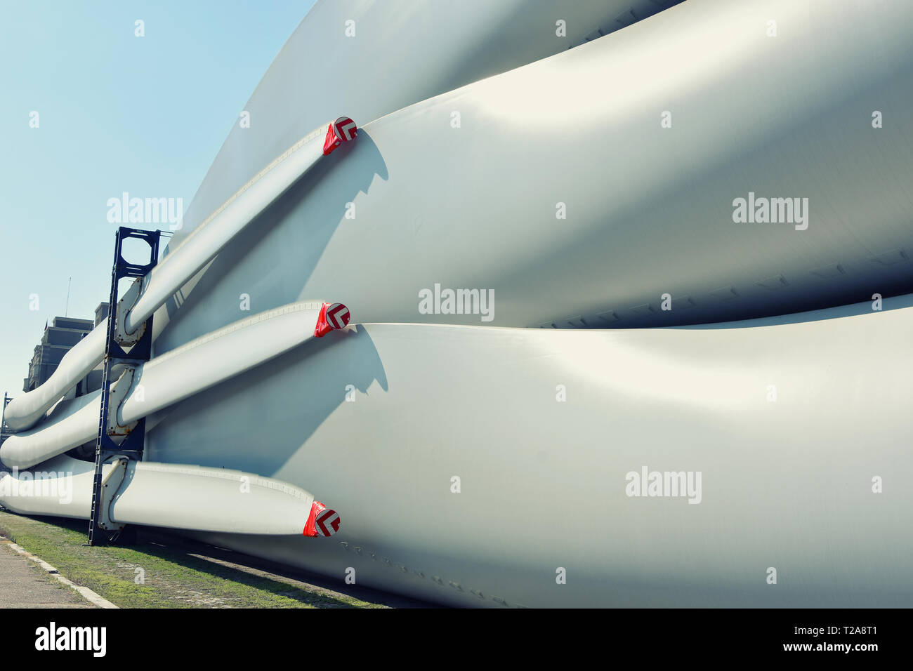 Industrial background. Wind turbines close up Stock Photo - Alamy