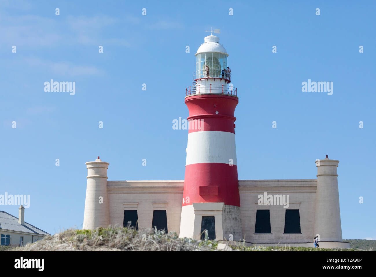 Family of tourists sightseeing on the Cape Agulhas Lighthouse, Western ...