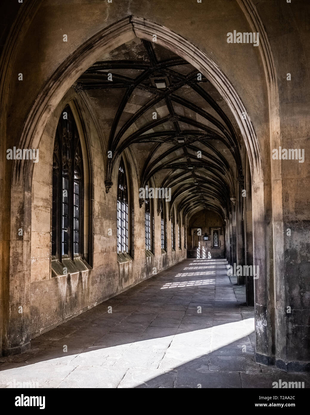 Cambridge, UK: the Cambridge University New Court hallway Stock Photo ...