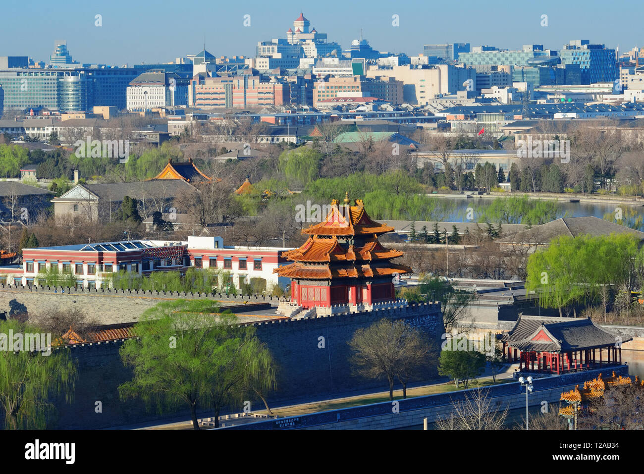Beijing architecture and city skyline in the morning with blue sky ...