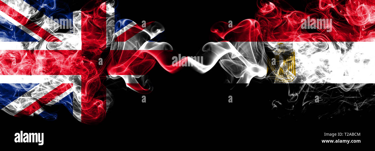 United Kingdom vs Egypt, Egyptian smoky mystic flags placed side by ...