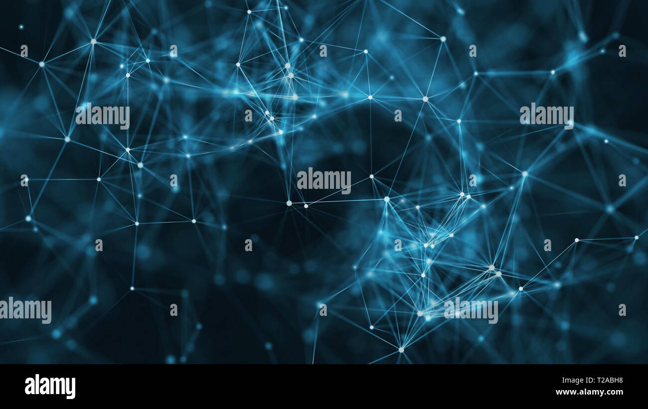 3D rendering of abstract forms of plexus, points and light rays with points of light Stock Photo ...