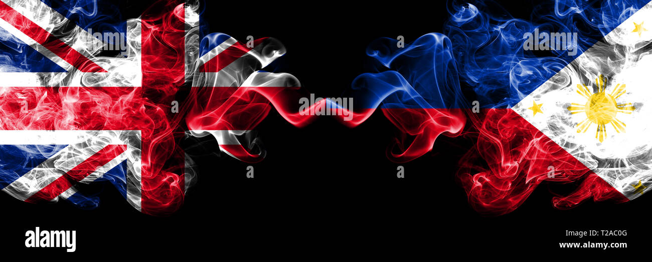 United Kingdom vs Philippines, Filipino smoky mystic flags placed side ...