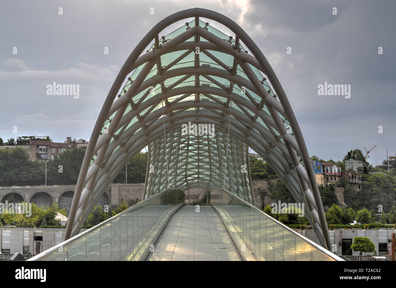 The Bridge of Peace in Tbilisi, a pedestrian bridge over the Mtkvari ...
