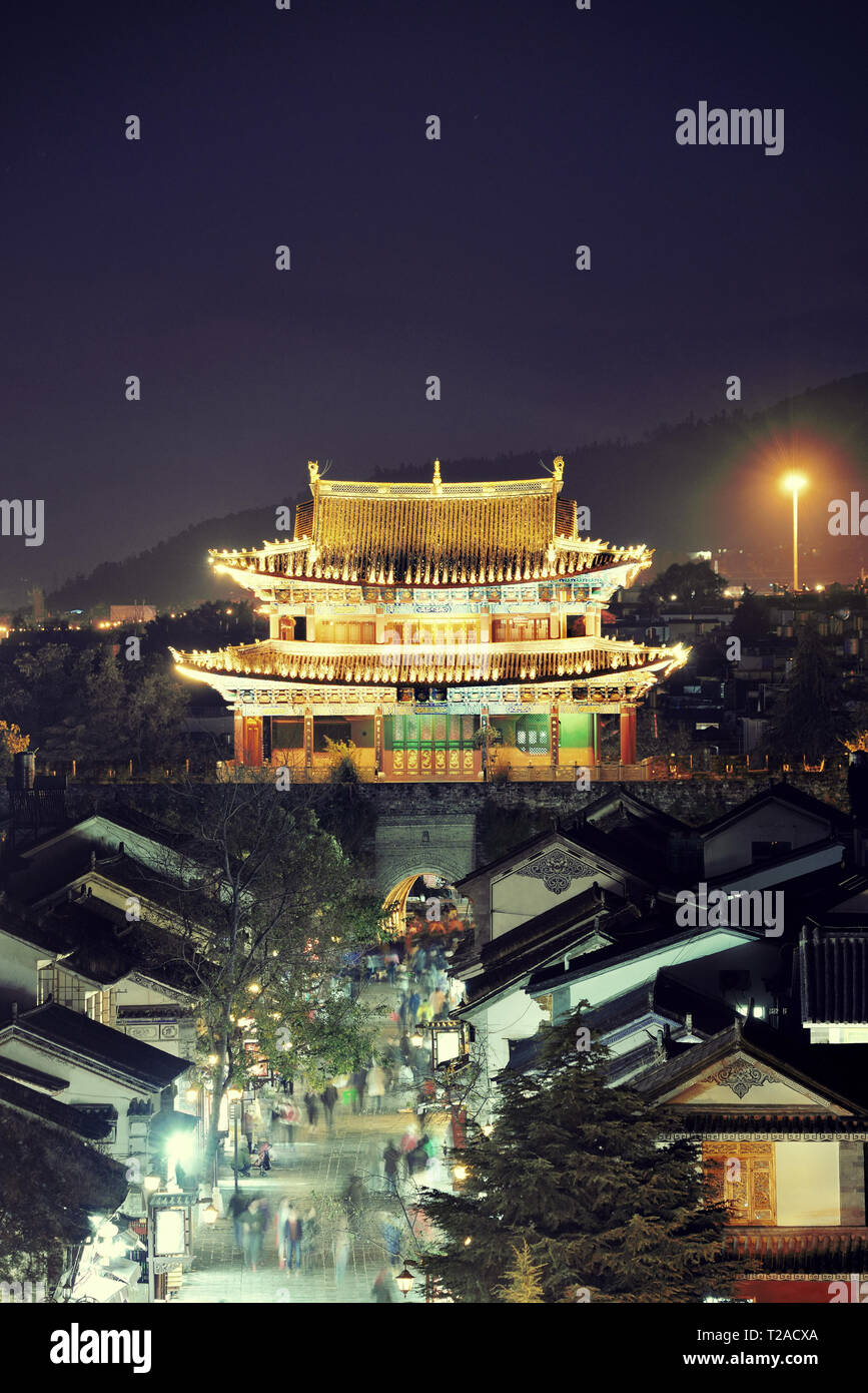 Old architecture in Dali Town at night, Yunnan, China Stock Photo - Alamy