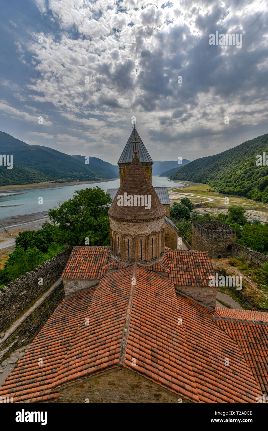 Ananuri Castle, a castle complex on the Aragvi River in Georgia Stock ...