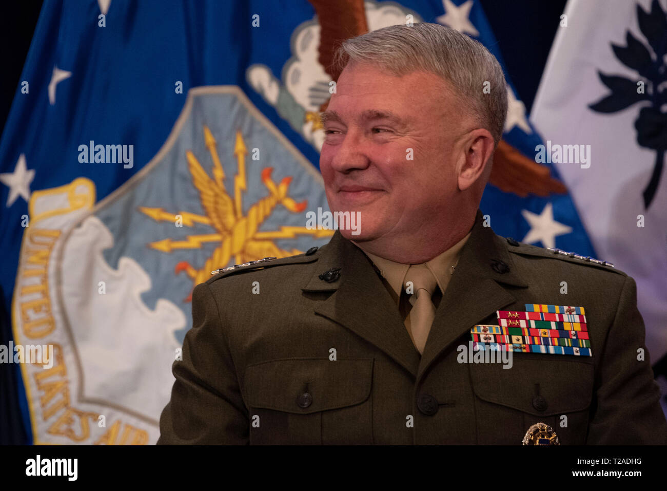 Marine Corps Gen. Frank McKenzie smiles during the promotion ceremony ...