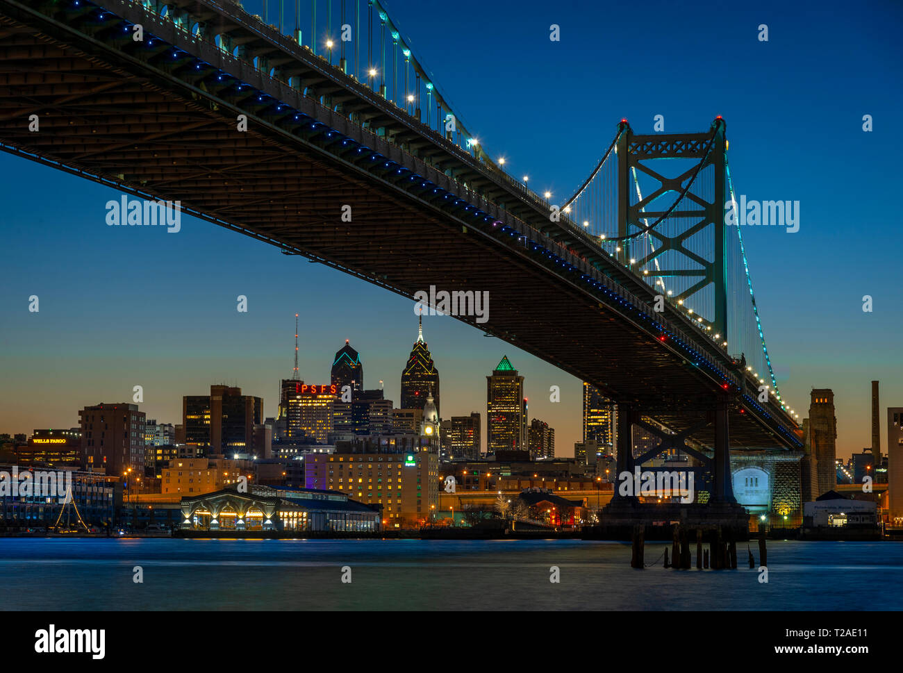 Philadelphia Skyline With Ben Franklin Bridge, Philadelphia, PA USA ...