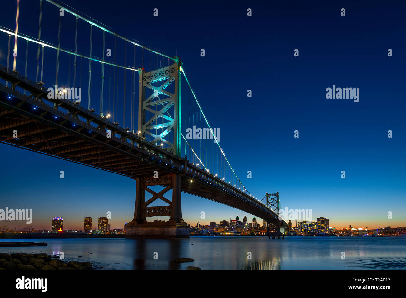 Philadelphia Skyline With Ben Franklin Bridge, Philadelphia, PA USA ...