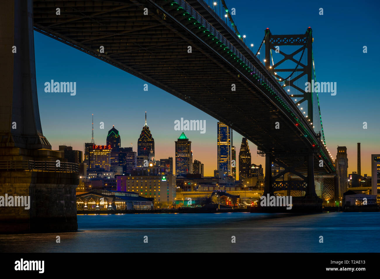 Philadelphia Skyline With Ben Franklin Bridge, Philadelphia, PA USA ...