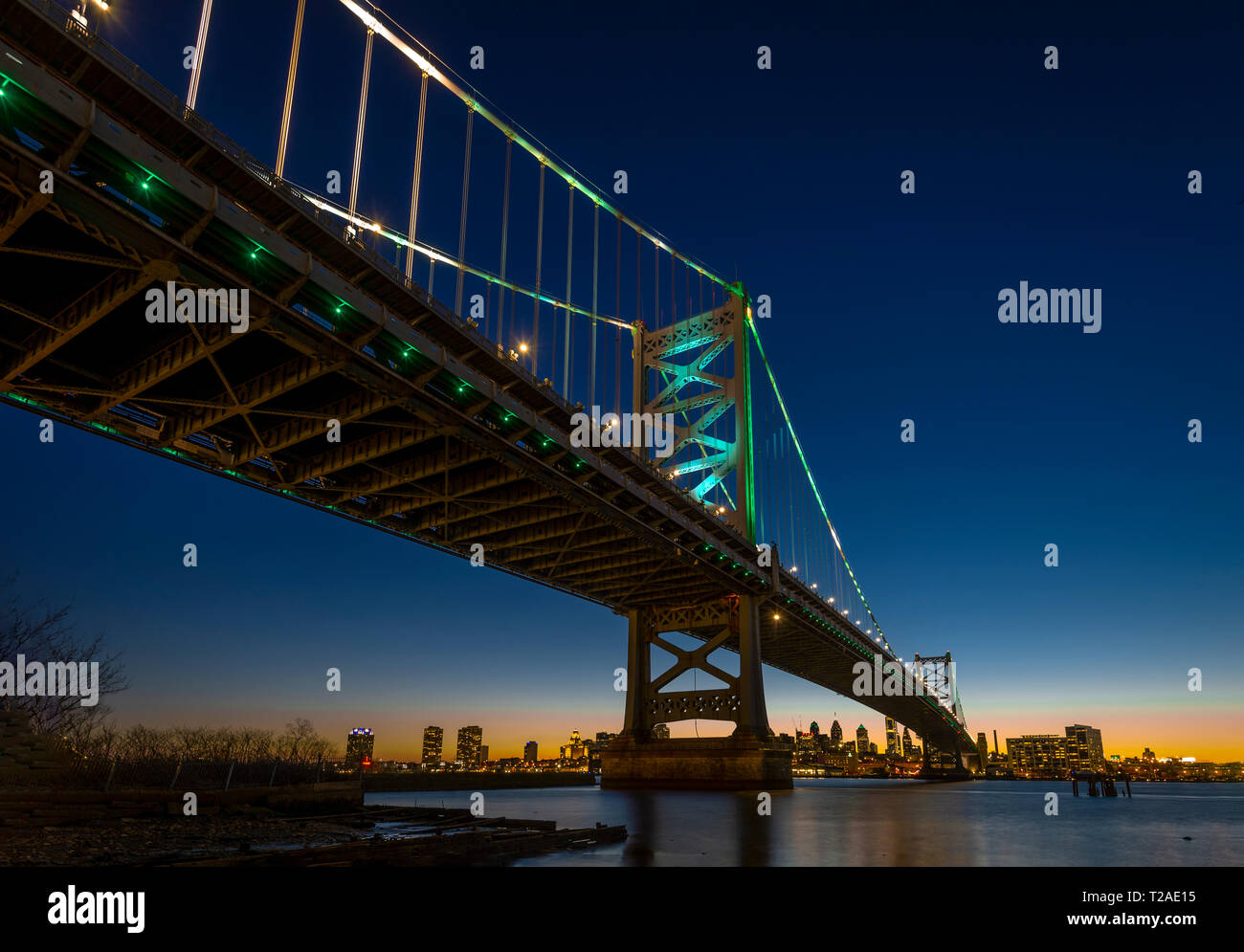 Philadelphia Skyline With Ben Franklin Bridge, Philadelphia, PA USA ...