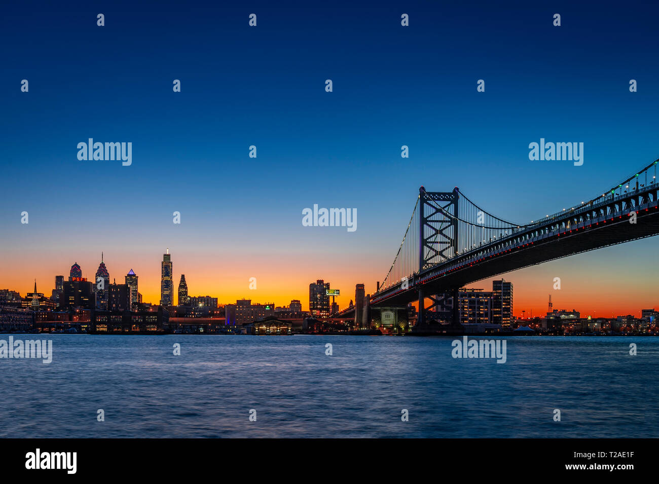 Philadelphia skyline night urban architecture hi-res stock photography ...