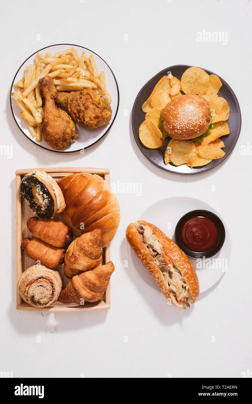 Fast food. Street and Takeaway food - Unhealthy food concept Stock ...