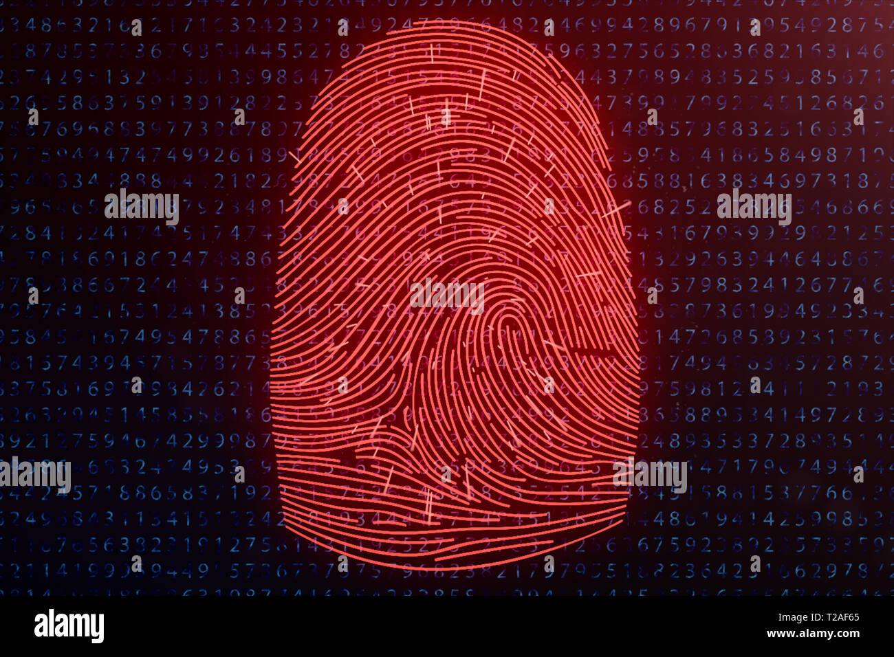 3D illustration Fingerprint scan provides security access with ...