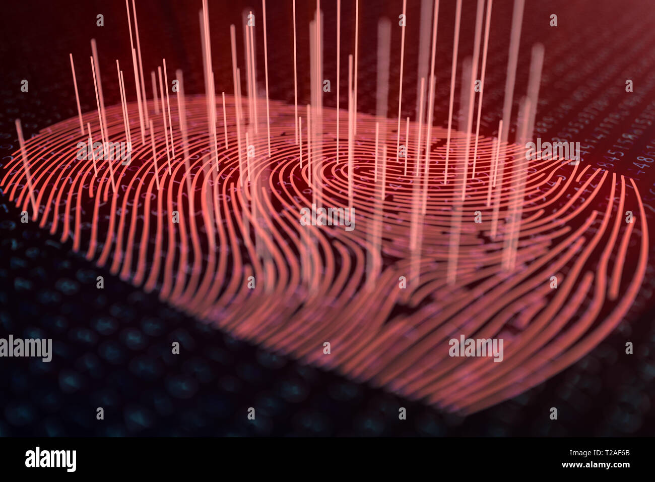 3D illustration Fingerprint scan provides security access with ...