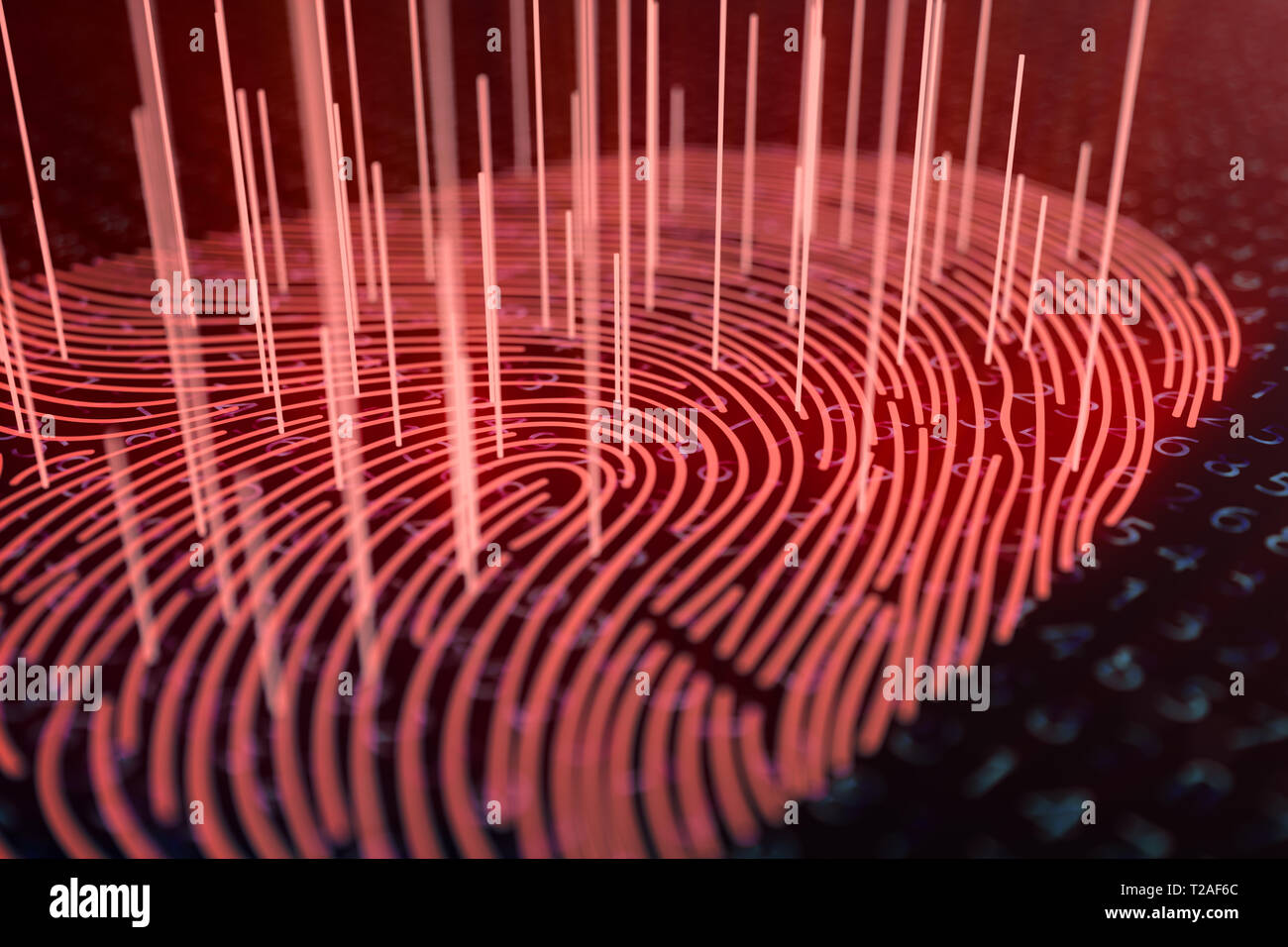 3D illustration Fingerprint scan provides security access with ...