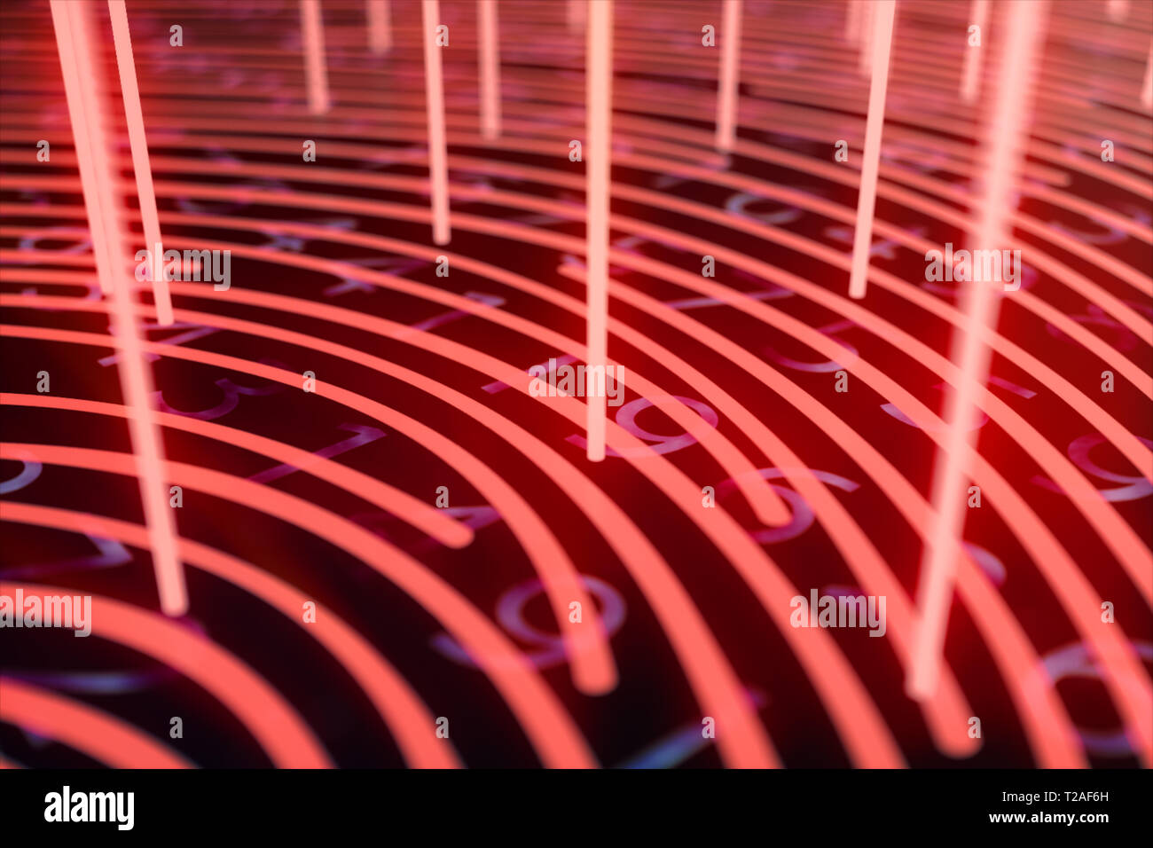 3D illustration Fingerprint scan provides security access with ...