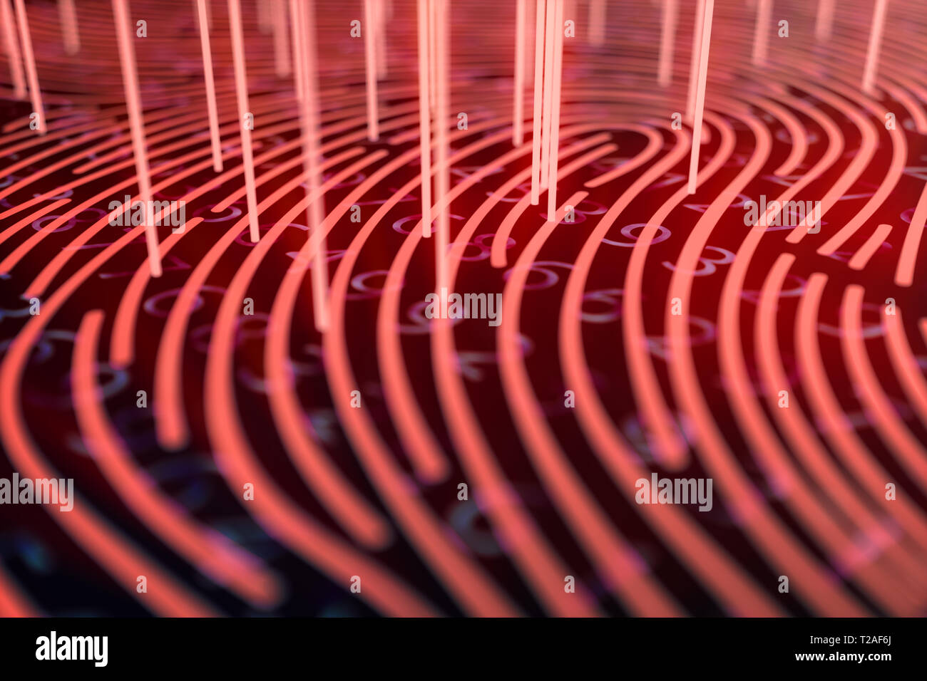 3D illustration Fingerprint scan provides security access with ...